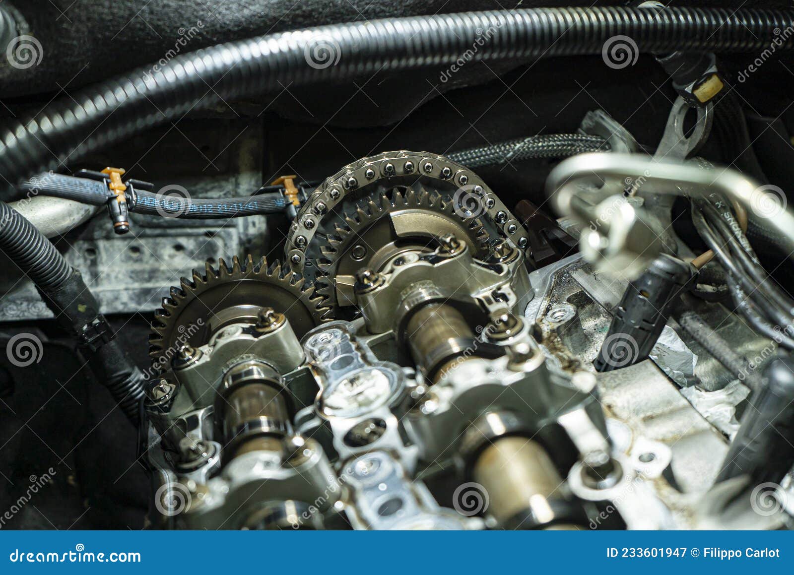 Timing chain car engine stock image. Image of metal - 233601947