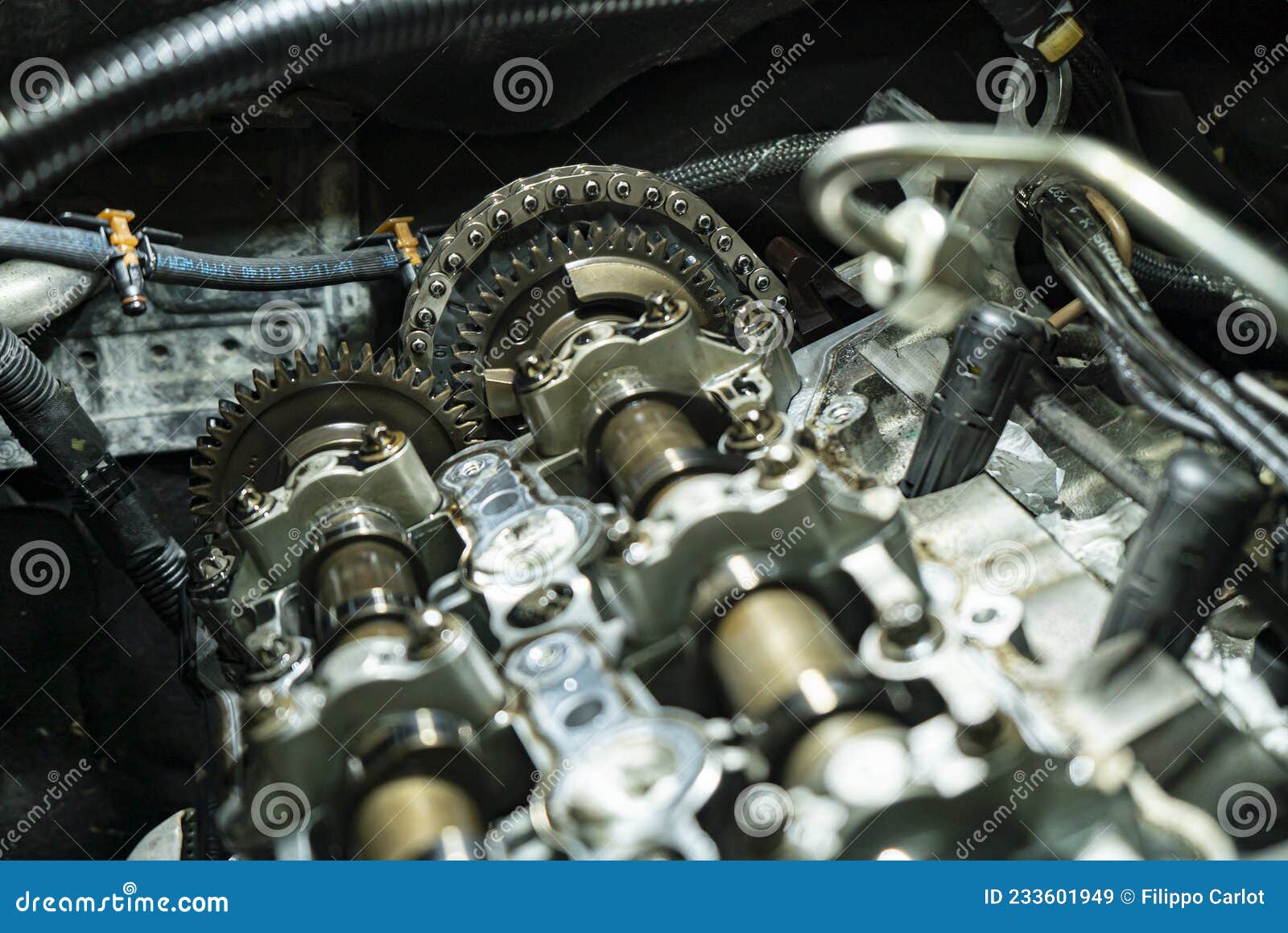 Timing chain car engine 2 stock image. Image of industry - 233601949