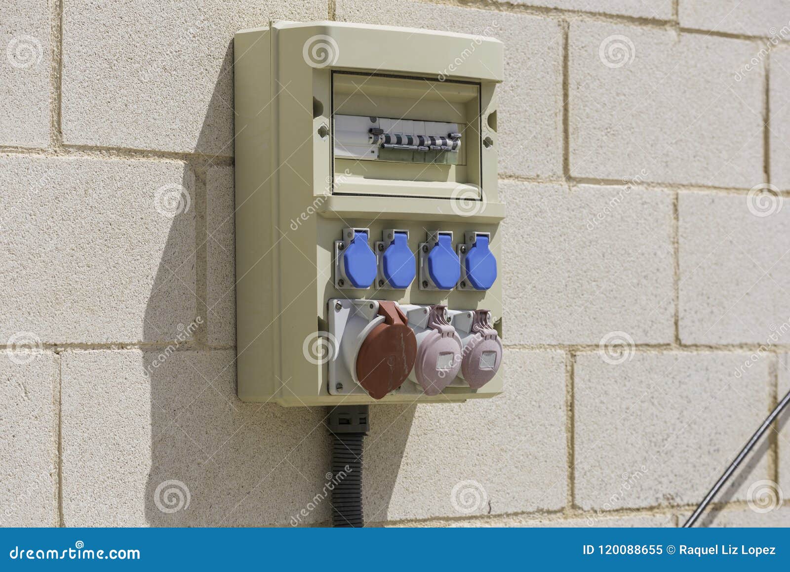 Three-phase power sockets. stock image. Image of phase - 120088655