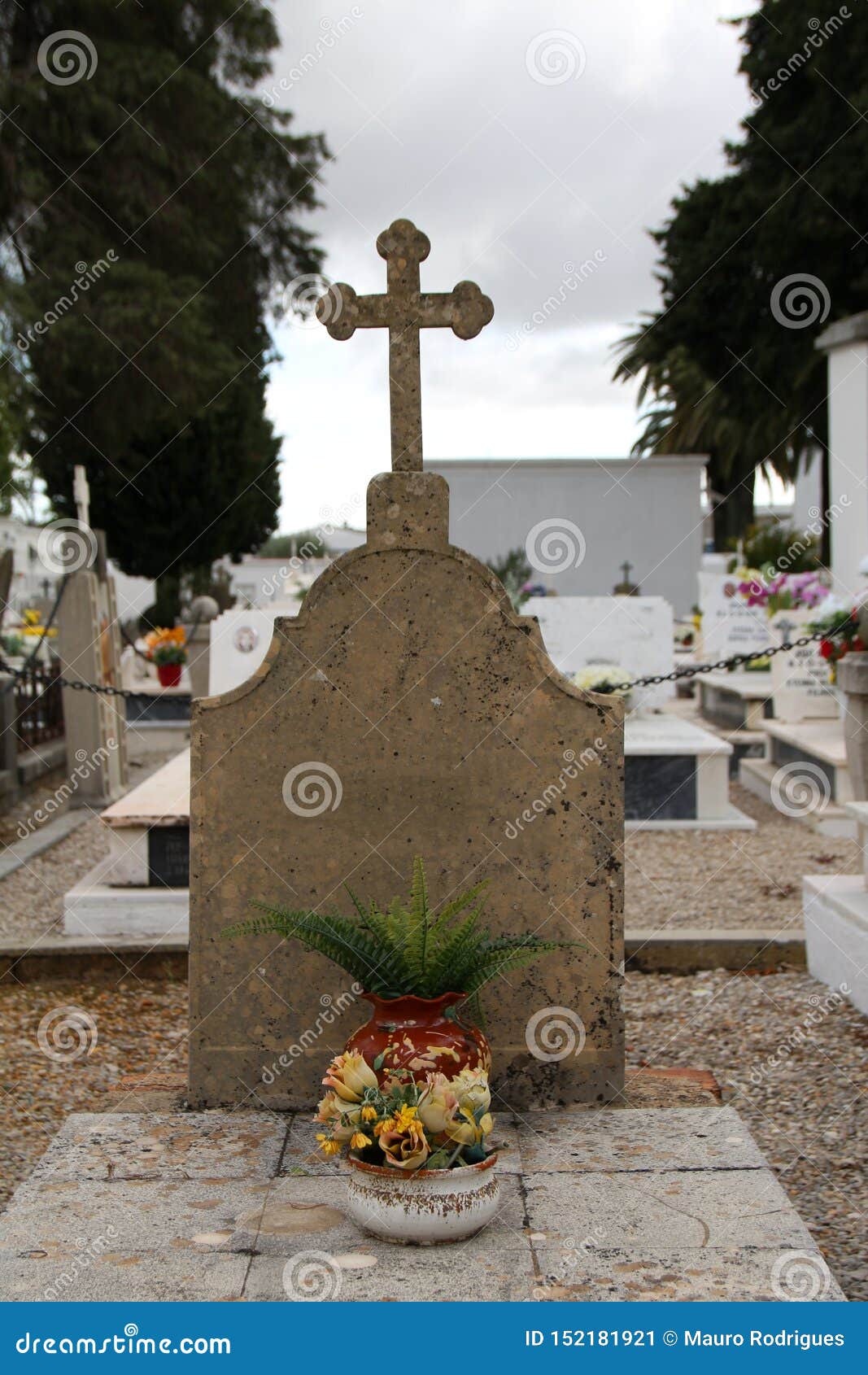 Detail of tomb in cemetary stock image. Image of cross - 152181921