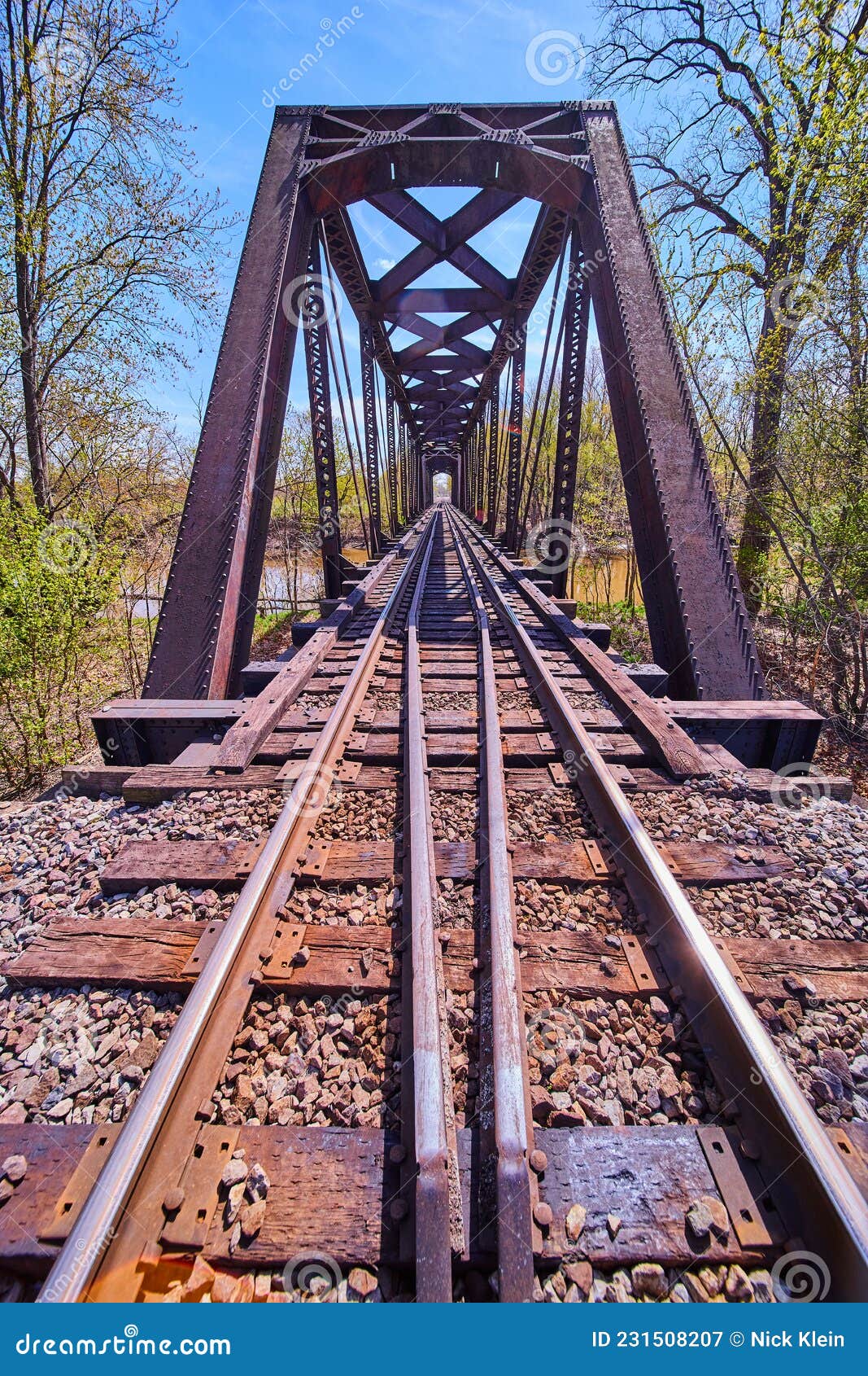 Detail on Train Tracks with Bridge for Train Over Water Stock Image ...