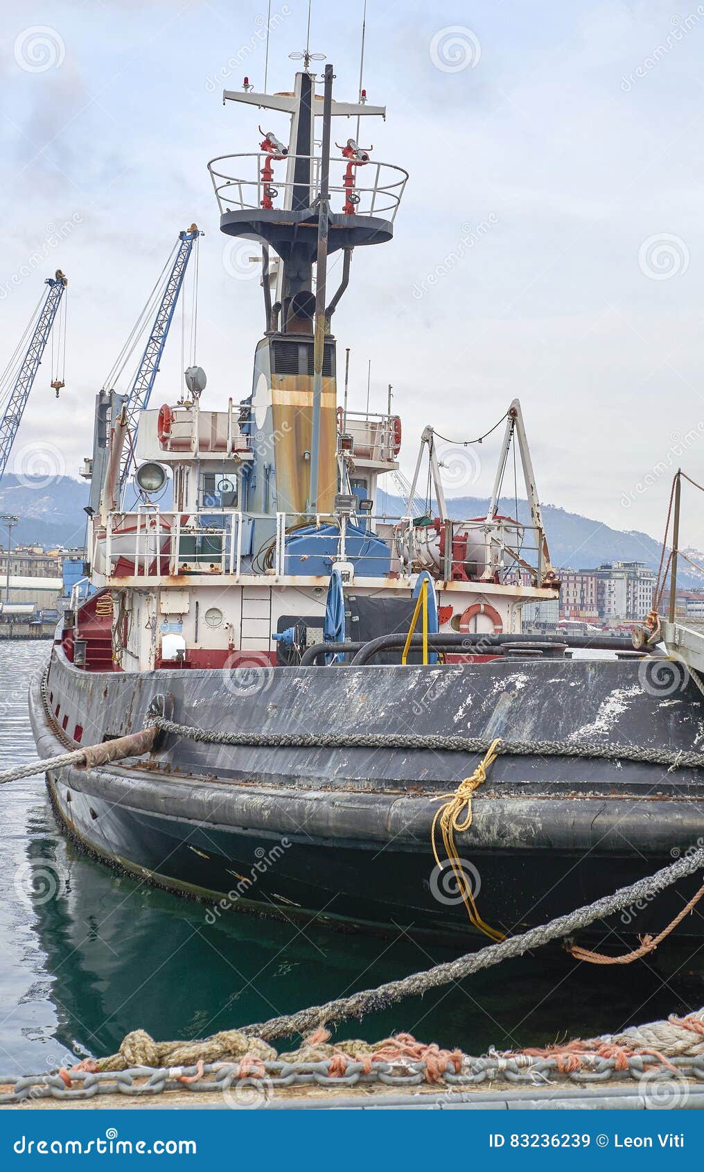 Detail of tug boat stock image. Image of water, tugboat - 83236239