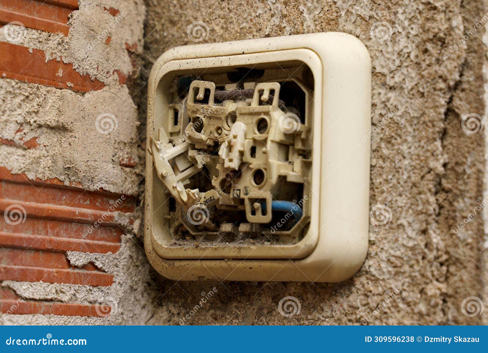 Detail View of a Broken Electrical Switch. Stock Photo - Image of decay ...