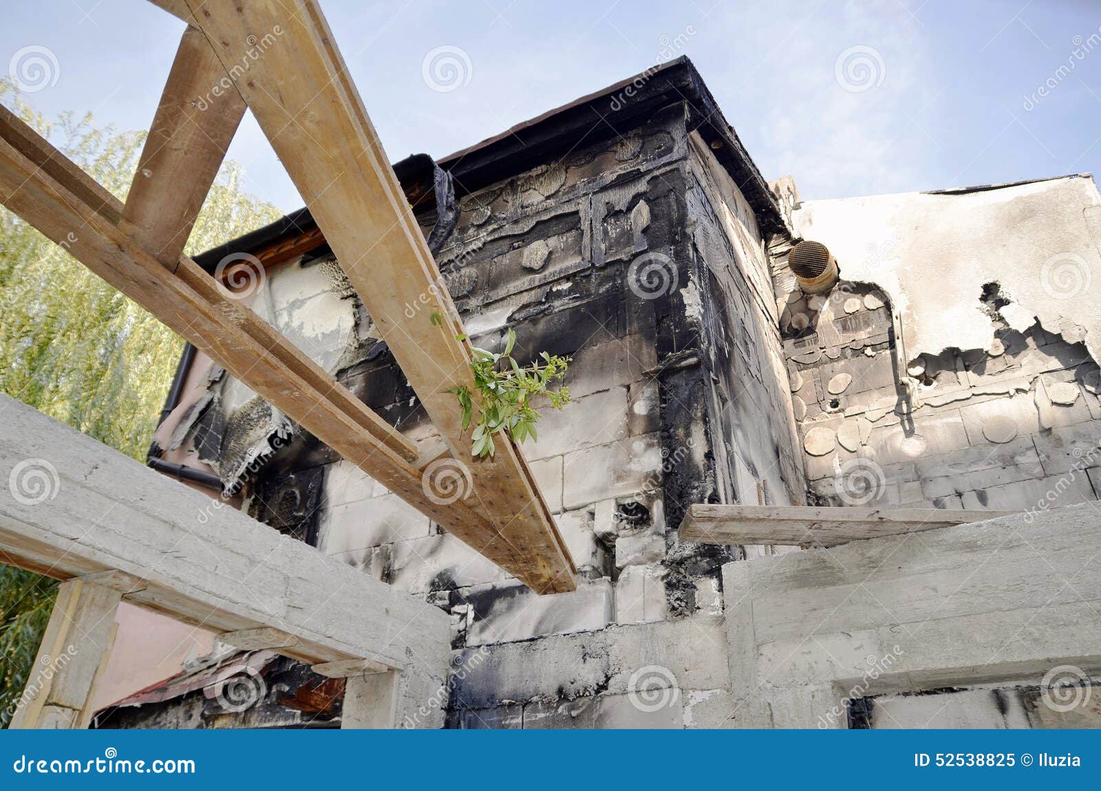 Detail View of a Burnt-out Building Stock Image - Image of demolition ...
