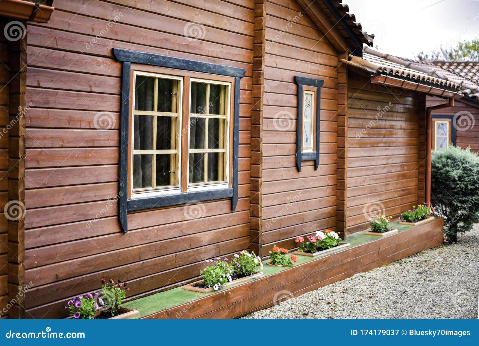 Detail View of a Nice Wooden Wall and Windows Stock Image - Image of ...