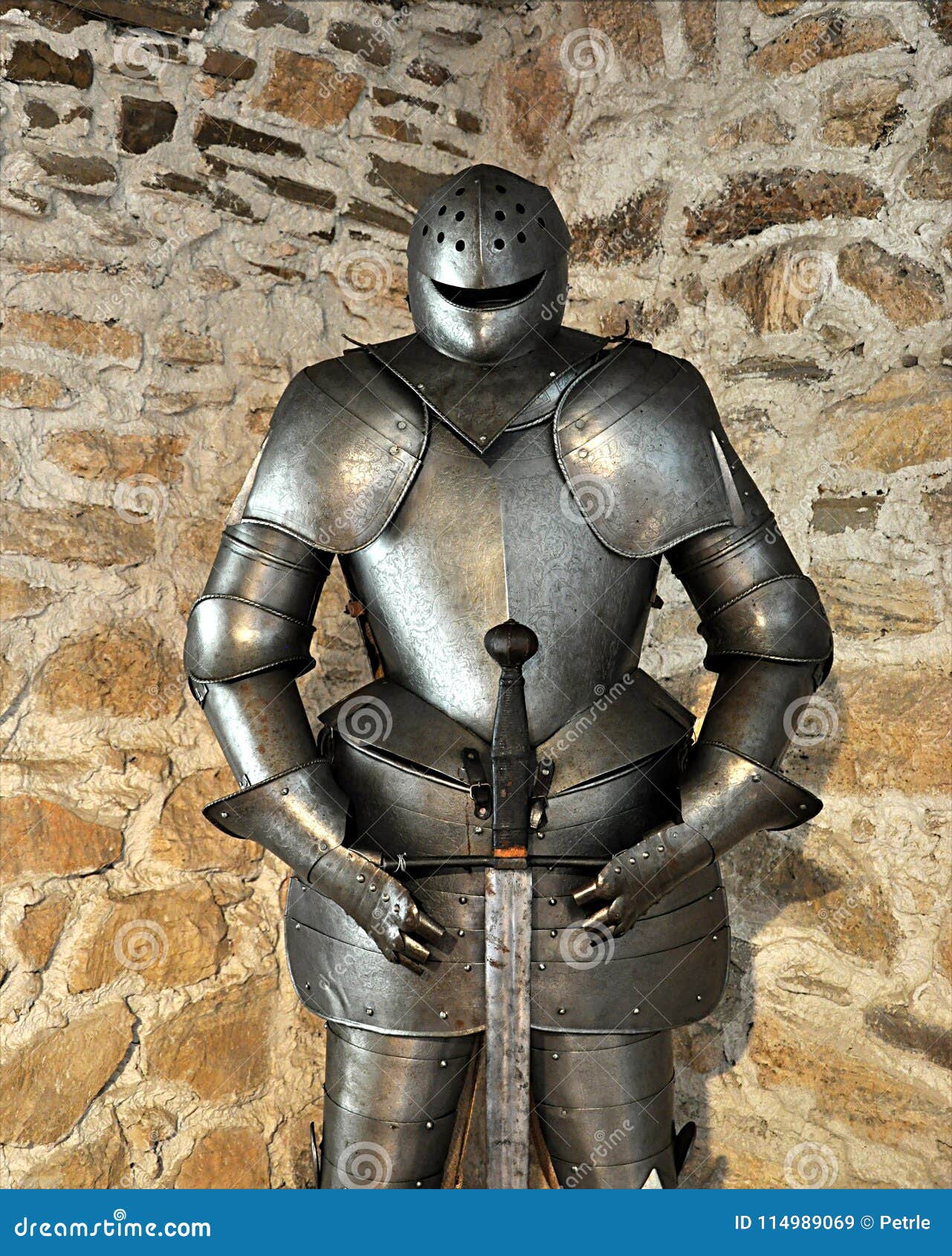 Old armor and castle stock image. Image of antique, produce - 114989069