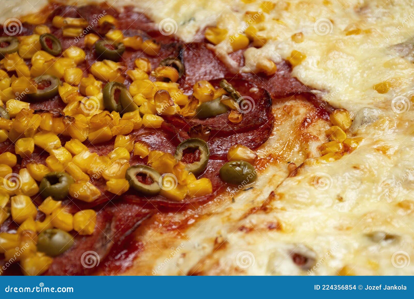 Detail View of the Surface of a Decorated Pizza Stock Photo - Image of ...