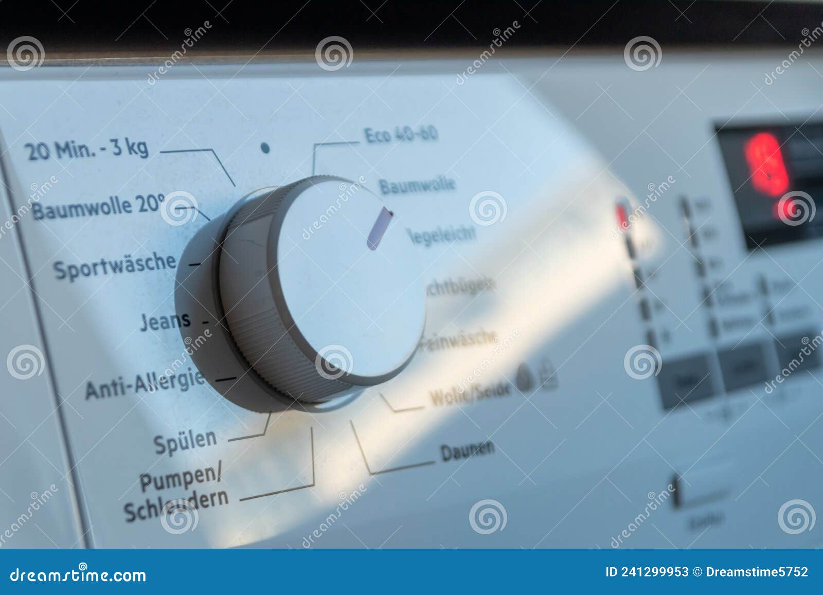 Detail View of Washing Machine Control Panel with Contemporary ...