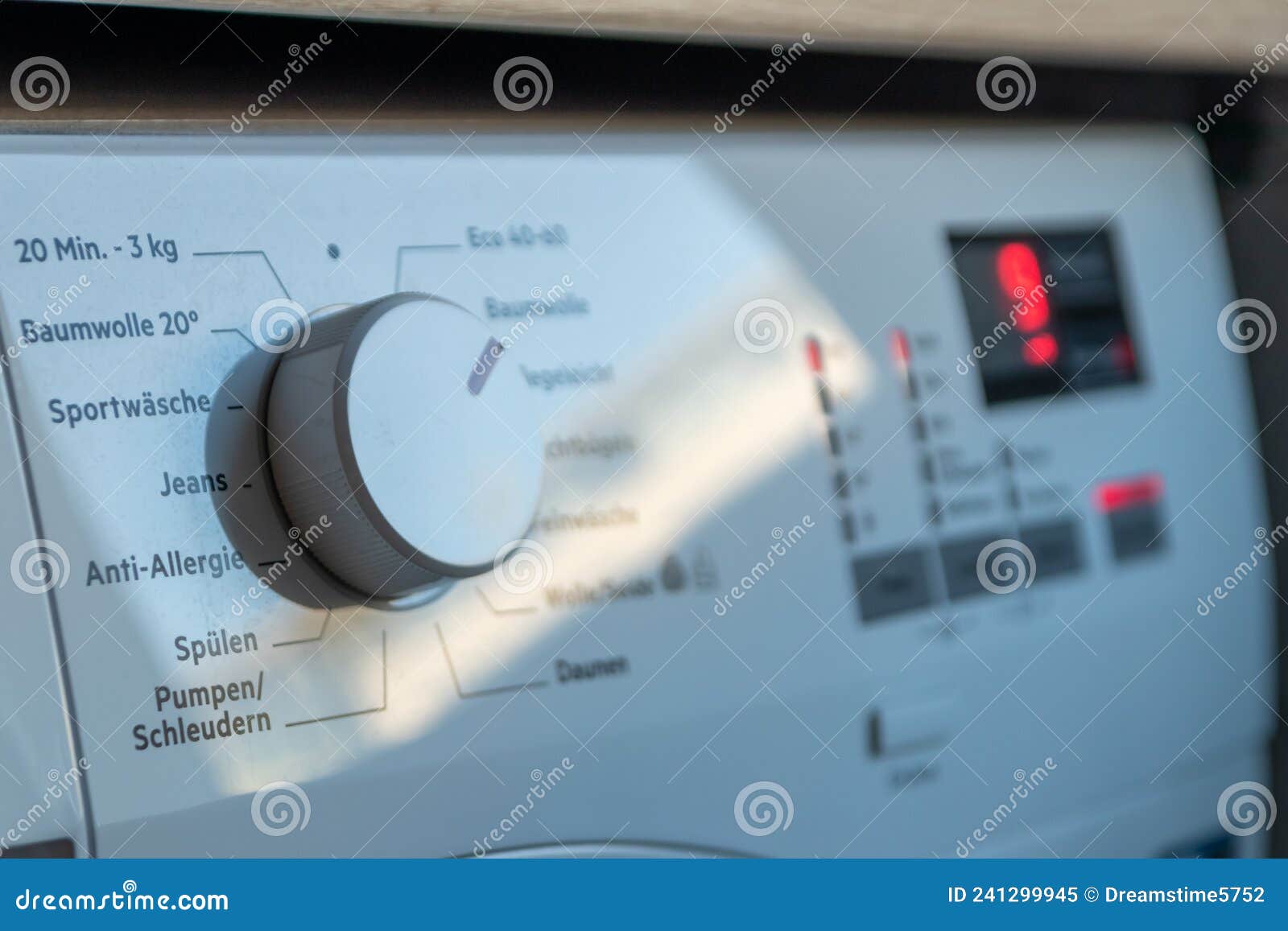 Detail View of Washing Machine Control Panel with Contemporary ...