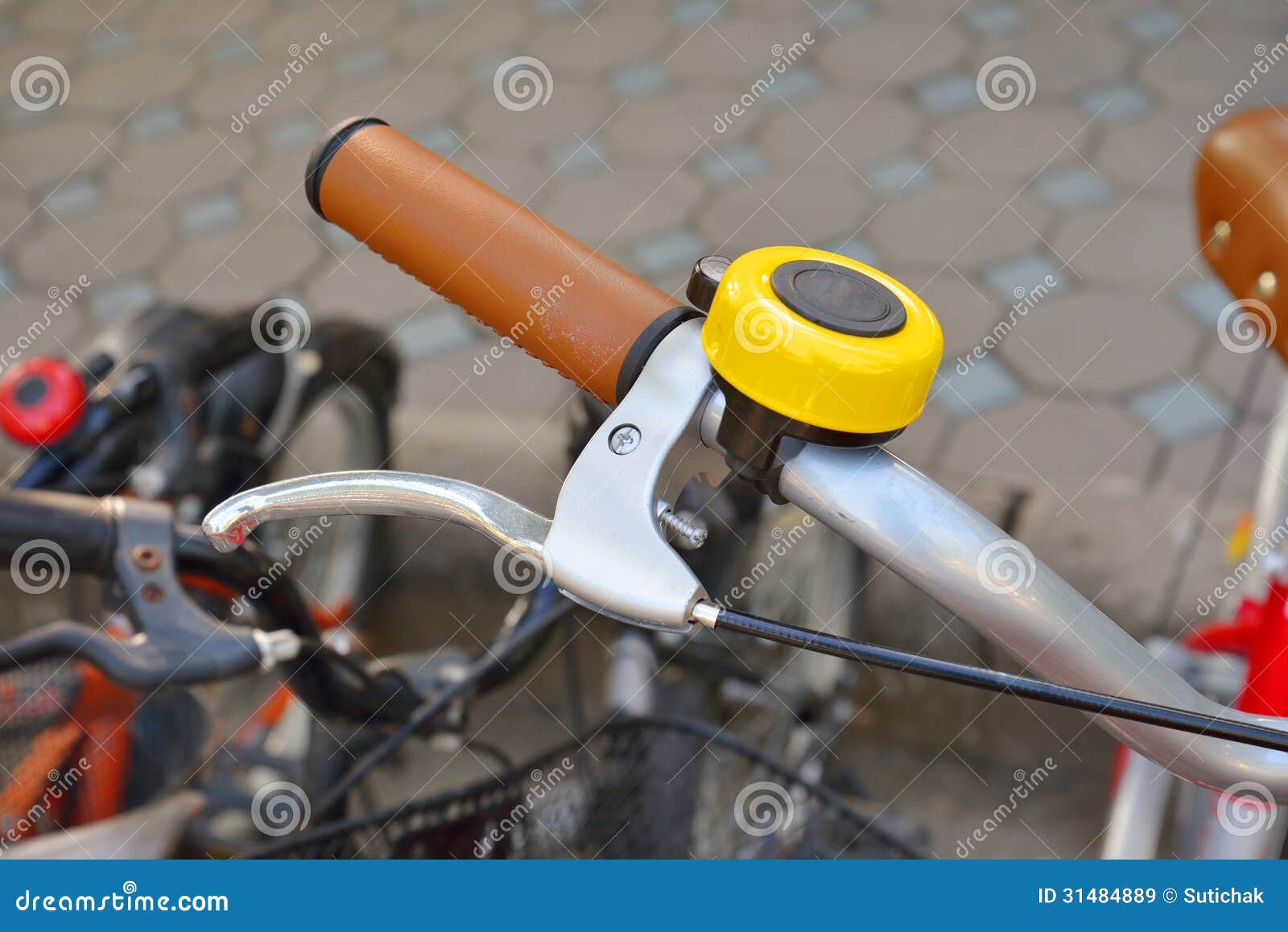 Detail of a Vintage Bicycle Handlebar Resting Stock Image - Image of ...