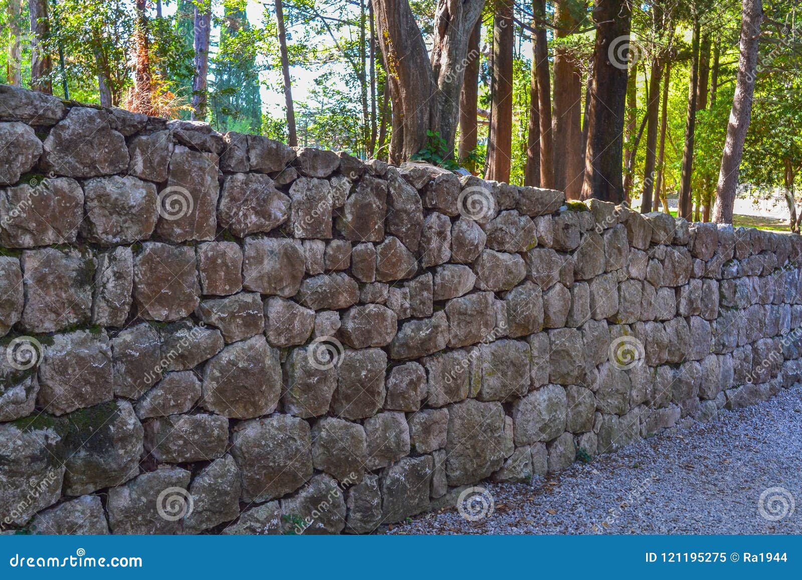 Detail of a Wall Built of Rough Stones. Stock Image - Image of moss ...