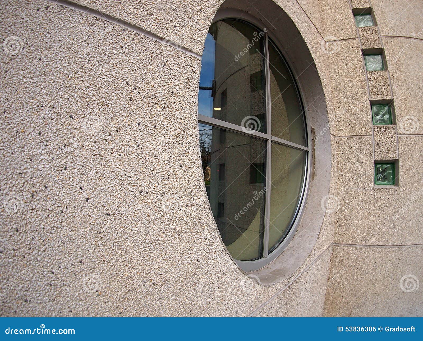 Detail of a Wall of an Office Building with a Round Window Stock Photo ...