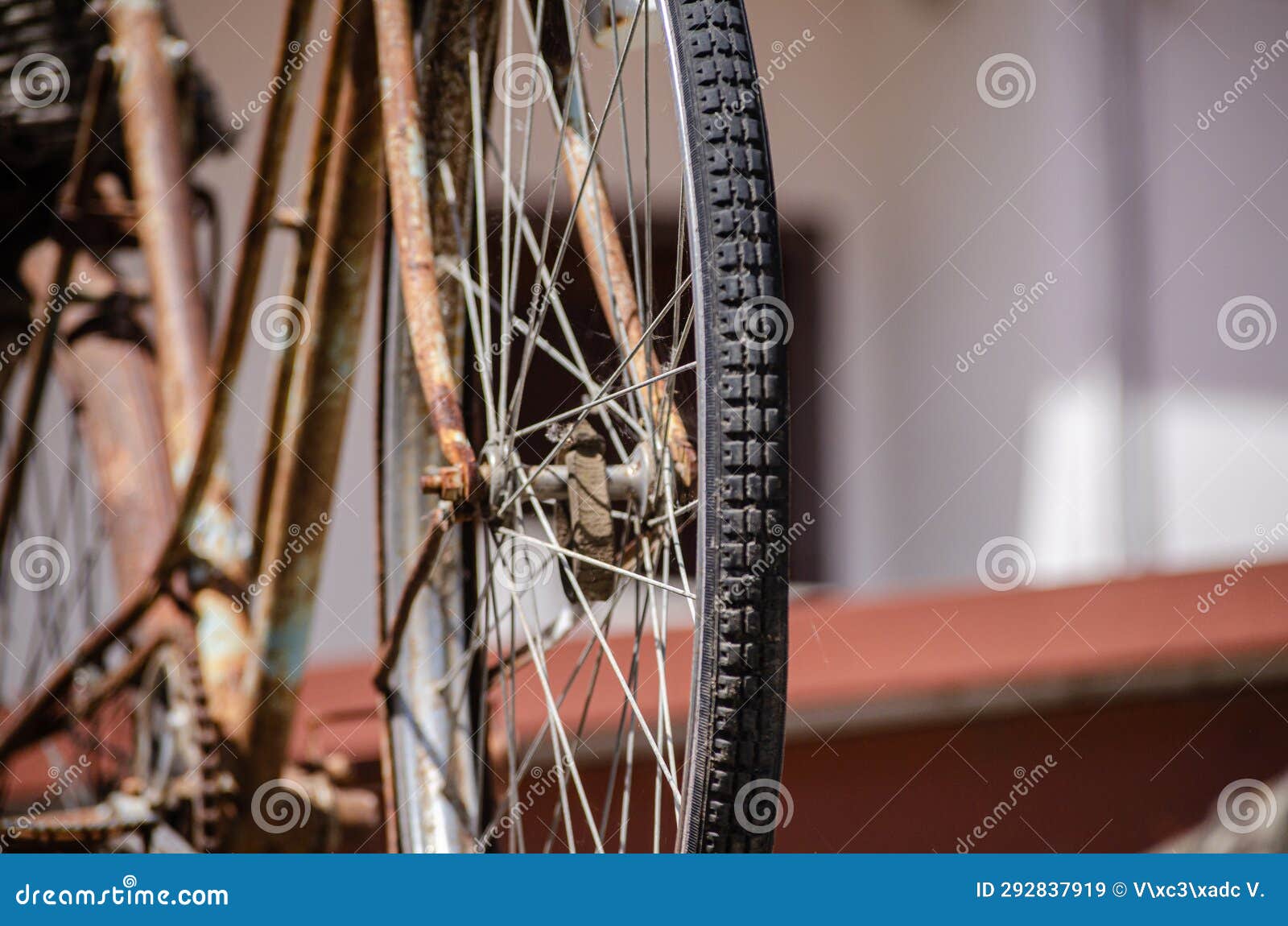 Detail of the Wheel of an Old and Rusty Bicycle Stock Image - Image of ...