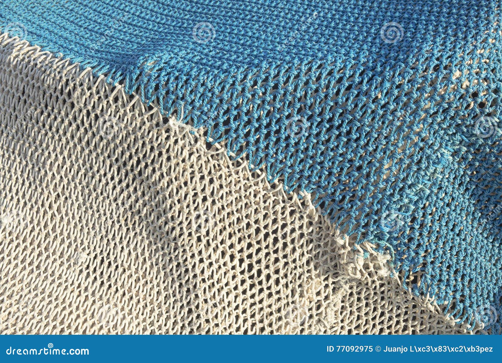 Detail of White and Blue Fishing Net Stock Image - Image of green ...