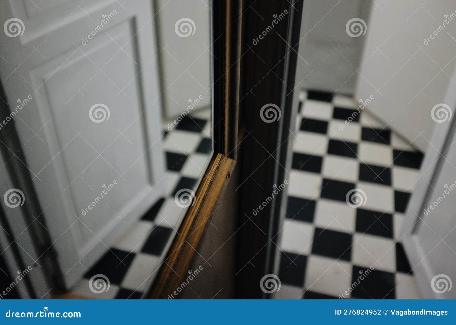 Detail of a White Door and Checkered Floor Stock Photo - Image of ...