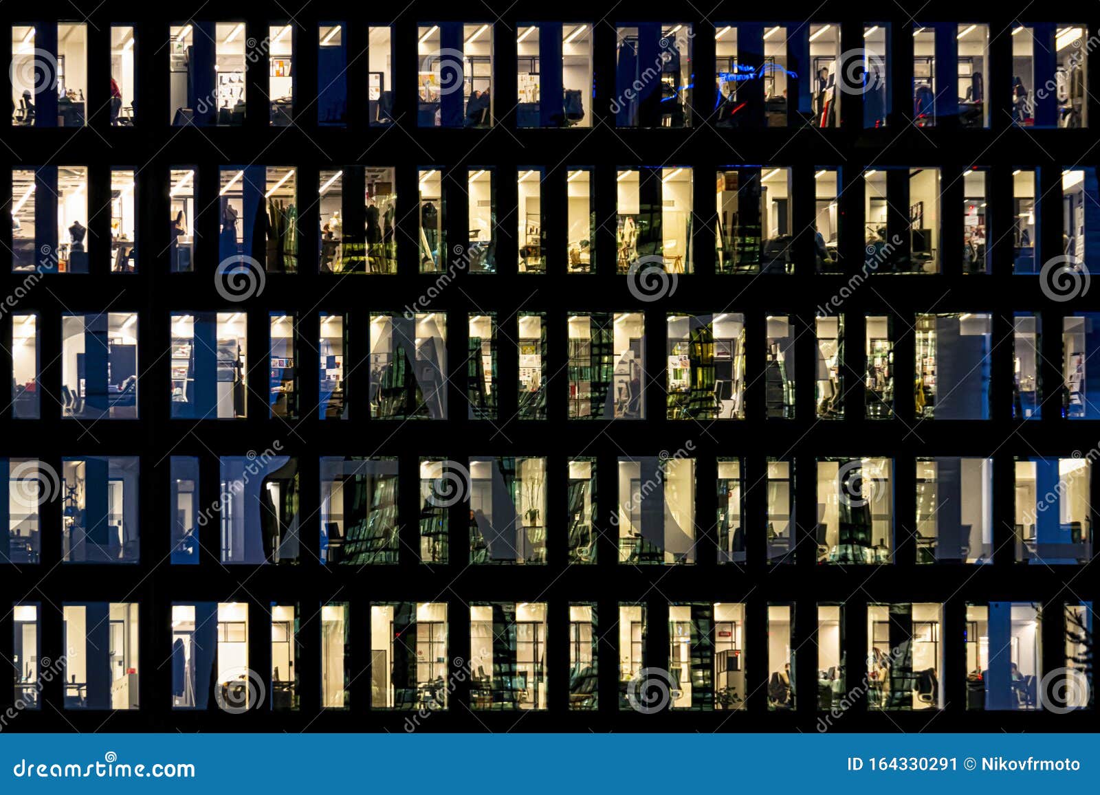 Detail of Windows of a Skyscraper Stock Image - Image of cityscape ...