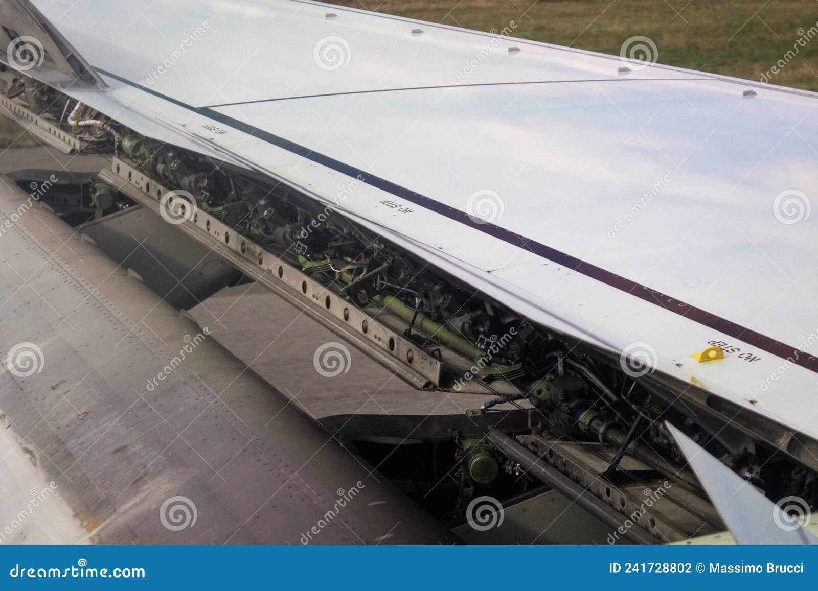 Detail of the Wing of an Airplane with Flaps in Motion Editorial ...