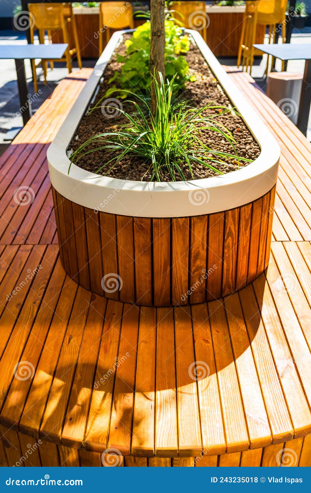Detail of Wooden Bench and Table on the Terrace Stock Photo - Image of ...