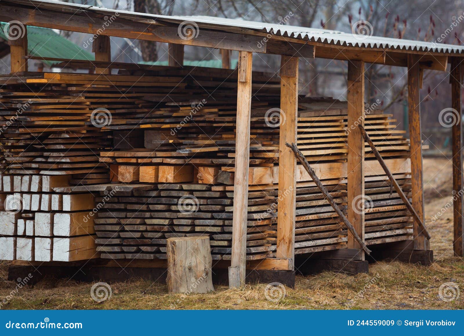 Detail Wooden Planks Air Drying Timber Stack Wood Air Drying Seasoning Lumber Or Wood