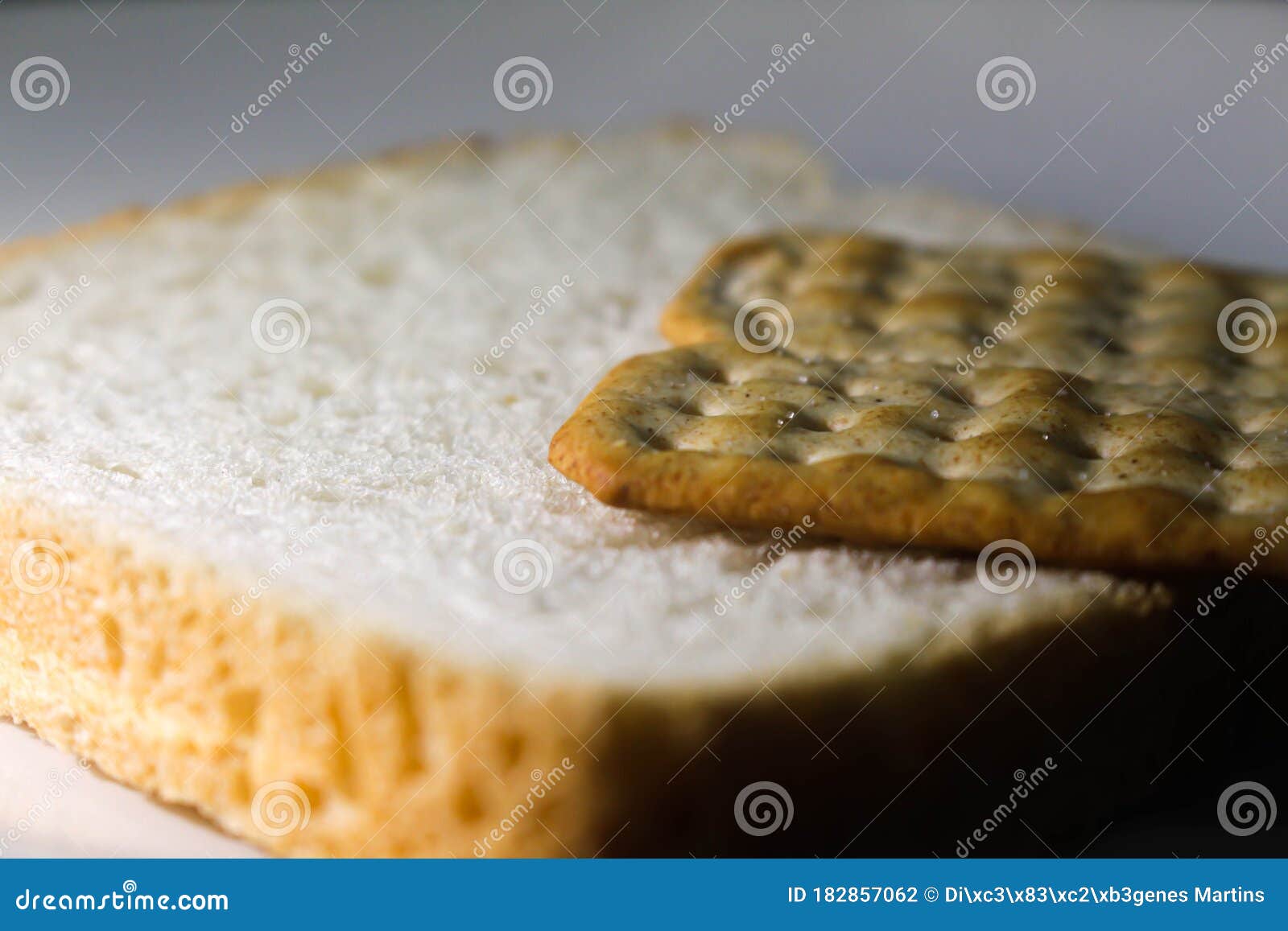 Close Up Detail Salted Cracker on a Sliced Bread Stock Photo - Image of ...