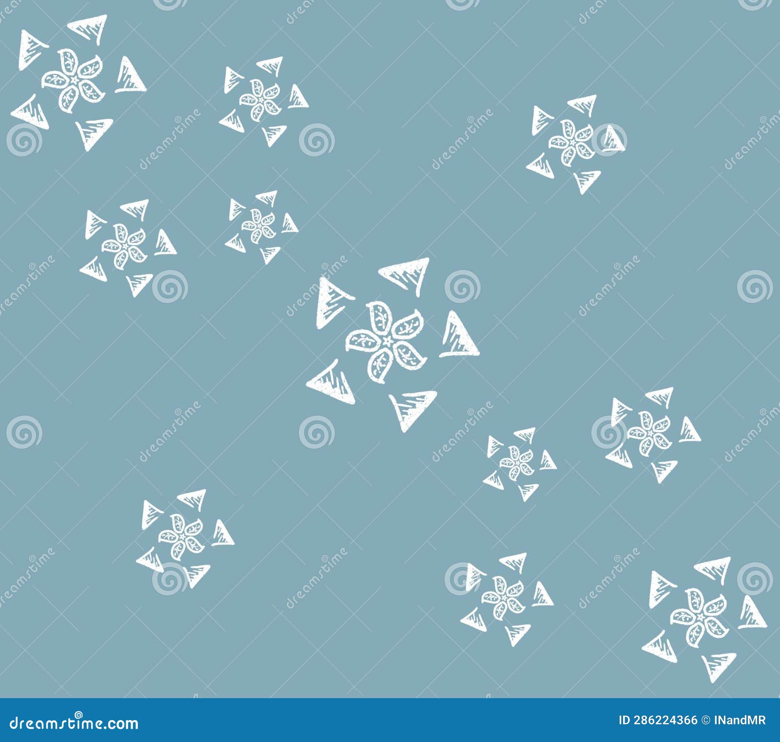 Detailed Abstract White Flowers on Calm Background. Stock Illustration ...