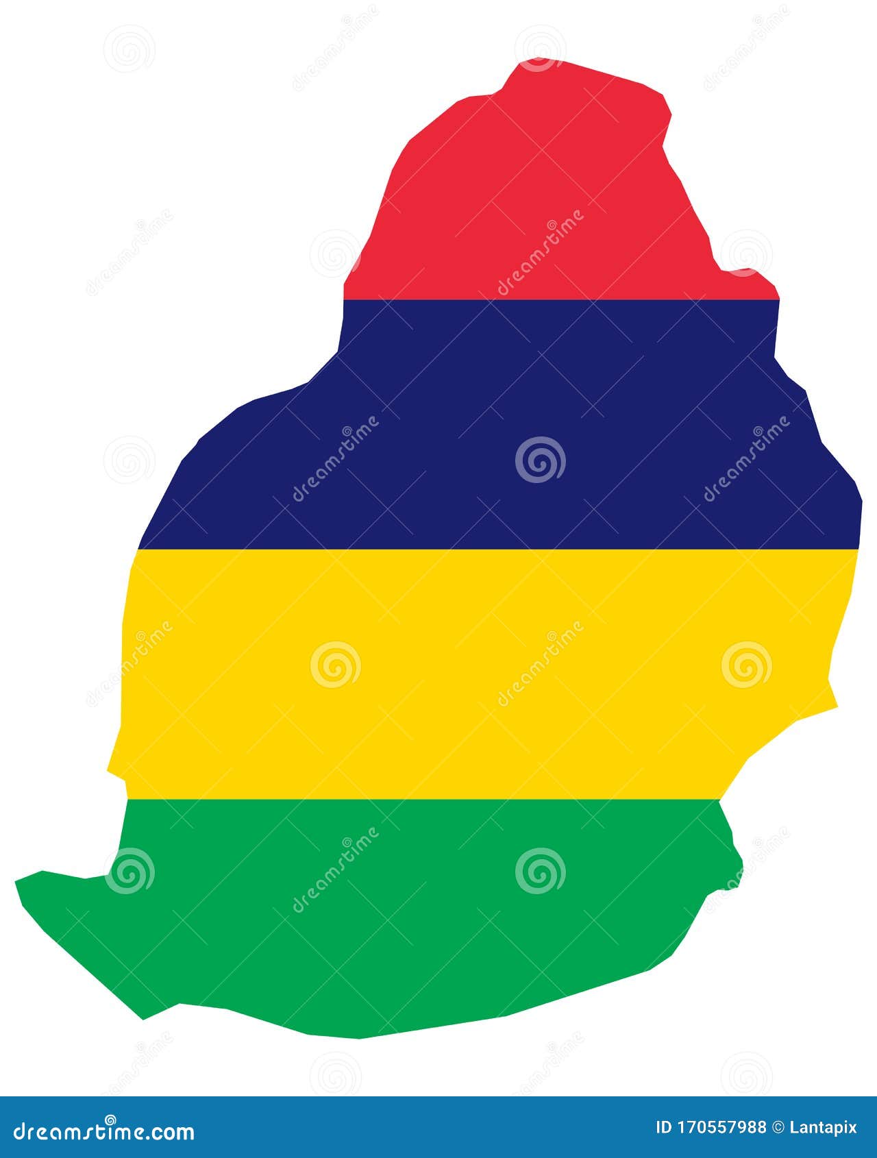 Flag in map of Mauritius stock vector. Illustration of flag - 170557988