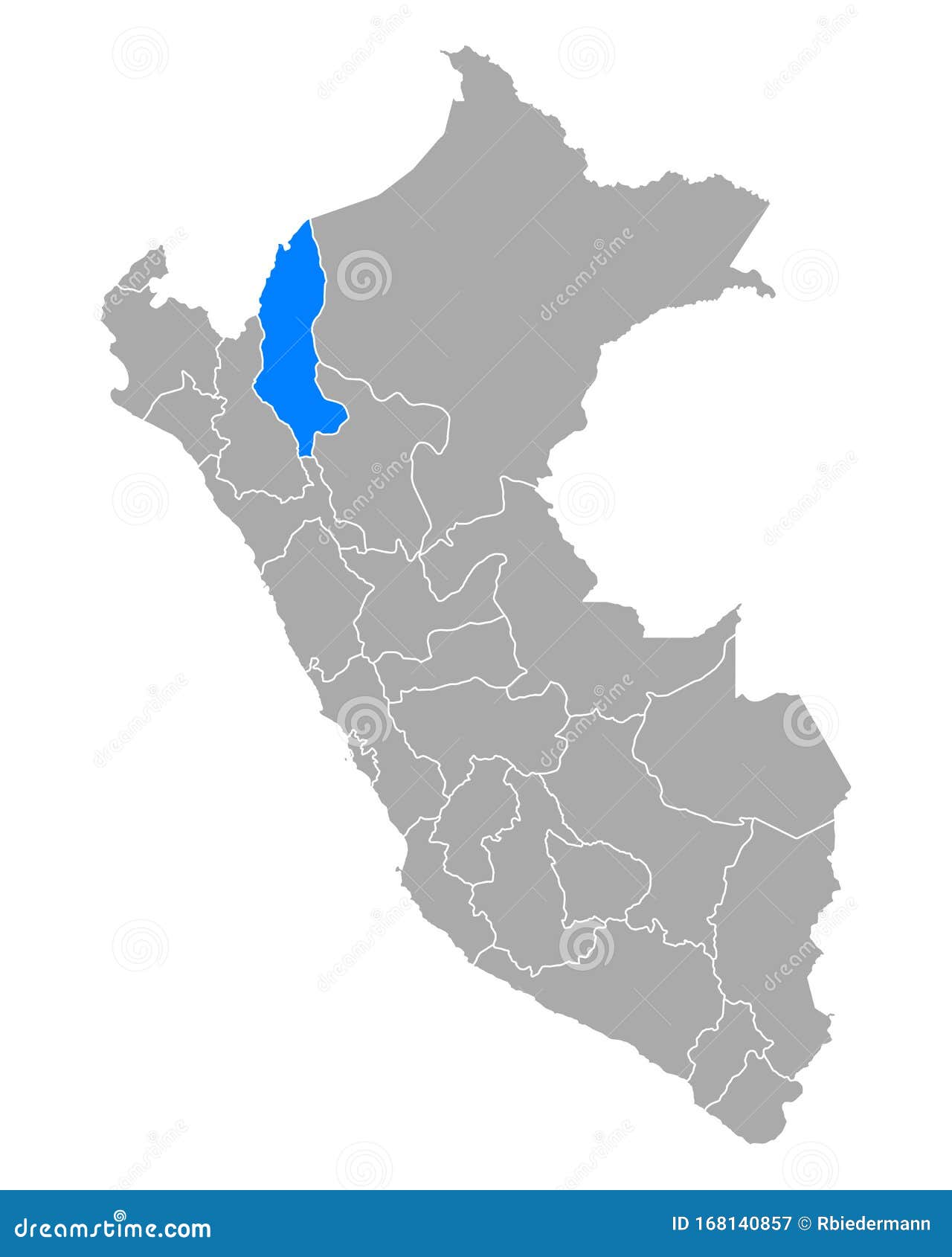 Map of Amazonas in Peru stock vector. Illustration of grey - 168140857