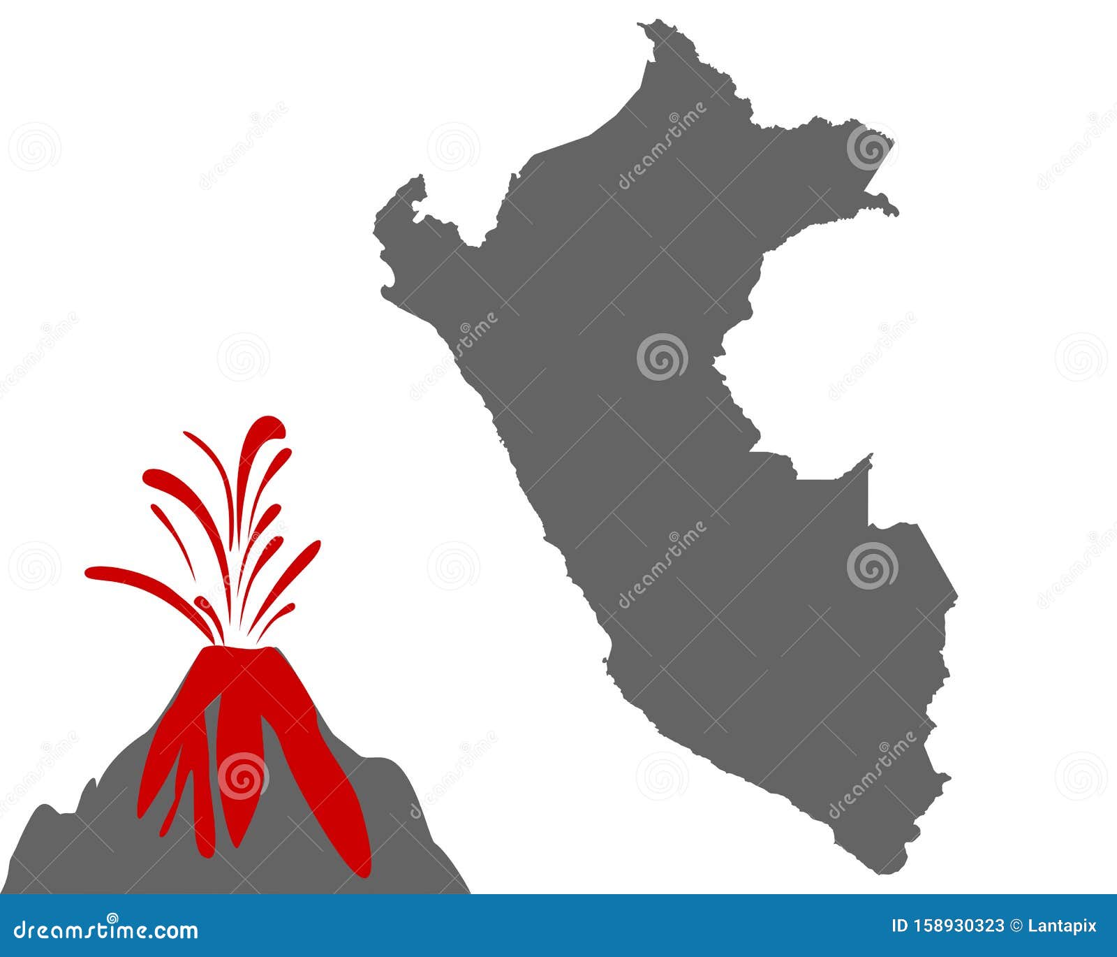Map of Peru with volcano stock vector. Illustration of disaster - 158930323