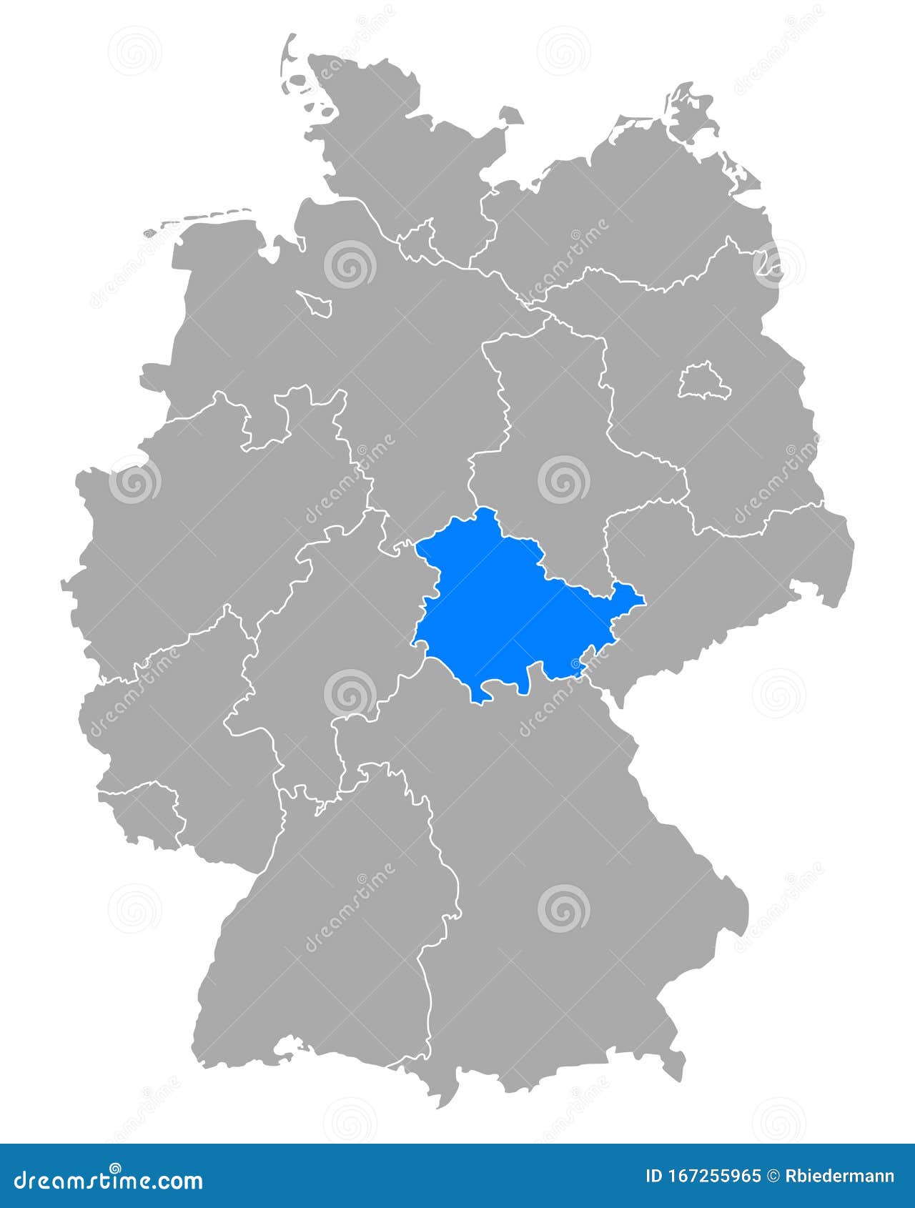 Map of Thuringia in Germany Stock Vector - Illustration of gray, blue ...