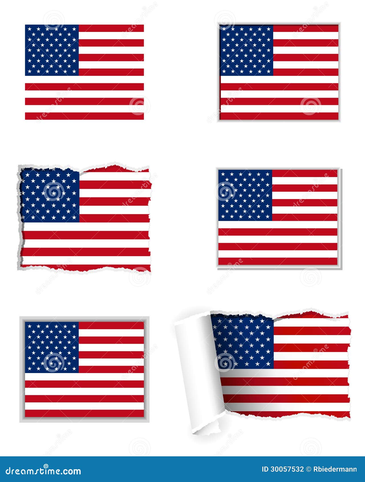 USA flag set stock vector. Illustration of torn, paper - 30057532