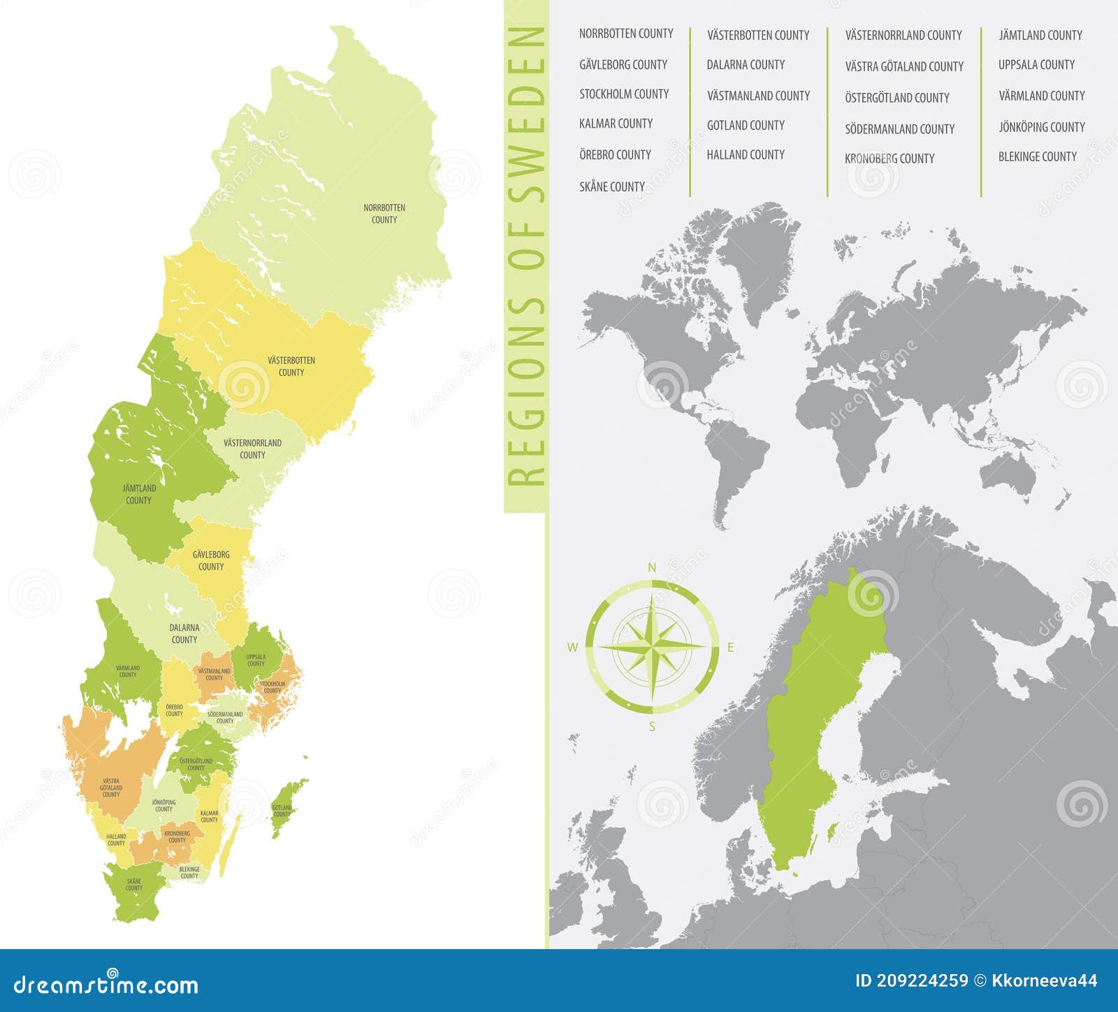 Detailed Administrative Divisions Map Sweden Showing The Location ... Detailed Administrative Divisions Map Sweden Showing The Location ...