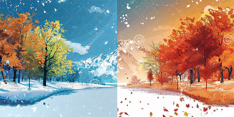 Detailed AI-Generated Comparison of Summer and Winter Seasons ...