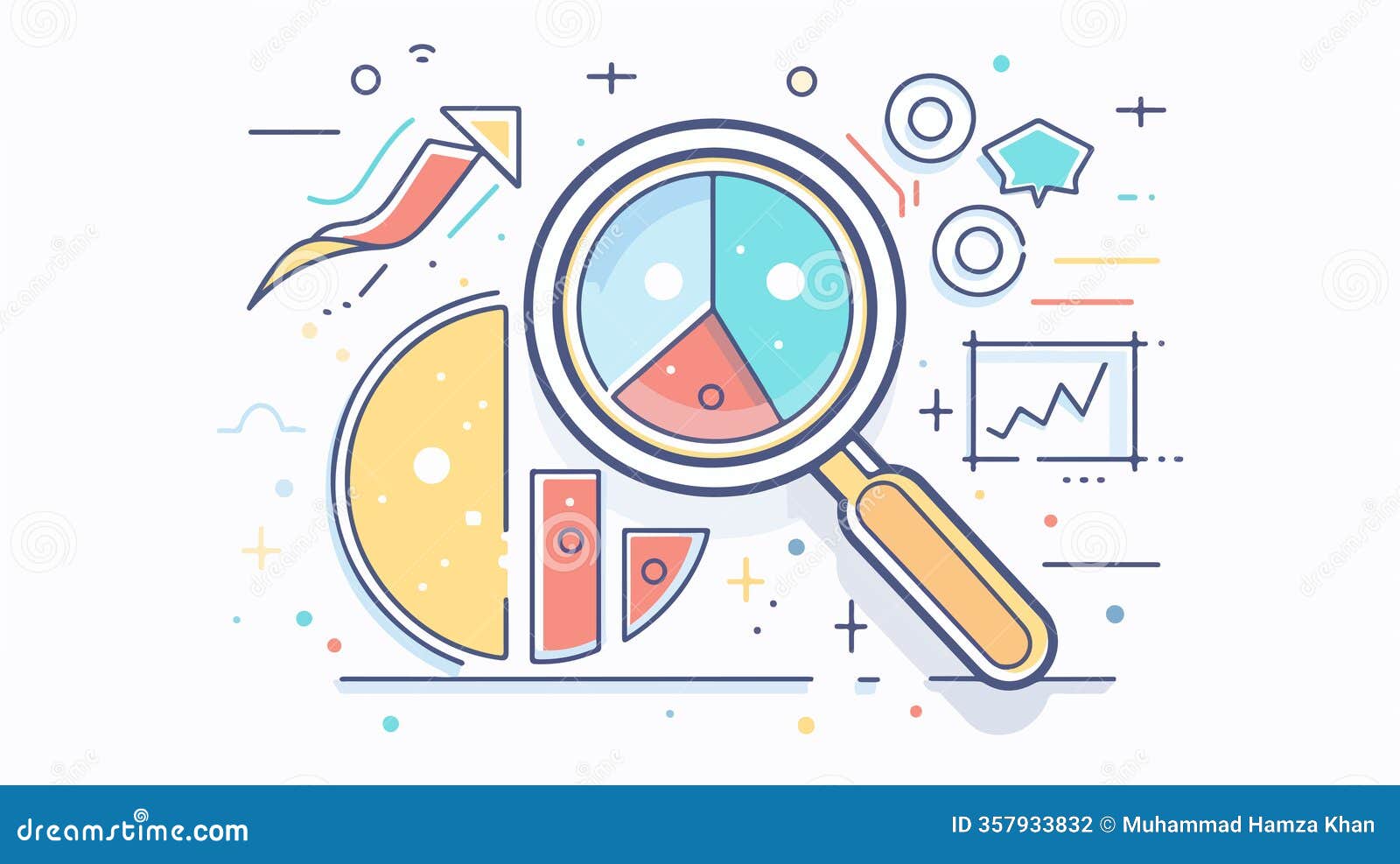 Detailed Analysis Using Magnifying Glass on Pie Chart Graph Stock ...