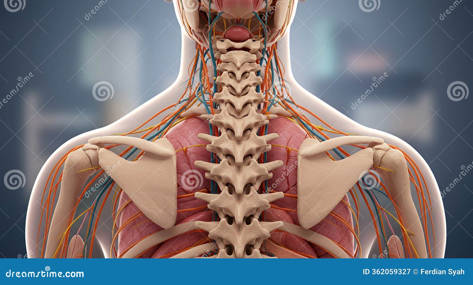 Detailed Anatomical Display of the Human Thoracic Spine and Surrounding ...