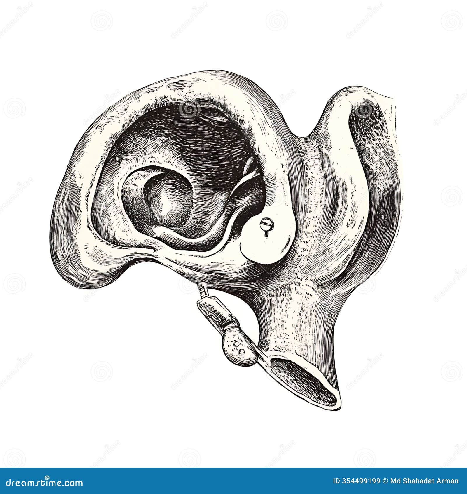 Detailed Anatomical Drawing of the Inner Ear Structure Stock ...