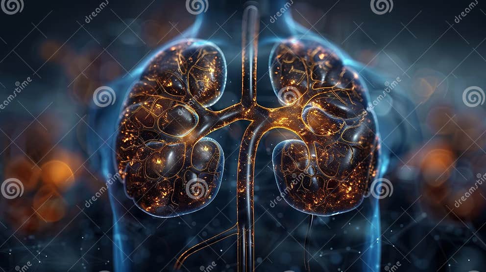 Detailed Anatomical Illustration of Human Kidneys, Showcasing Internal ...