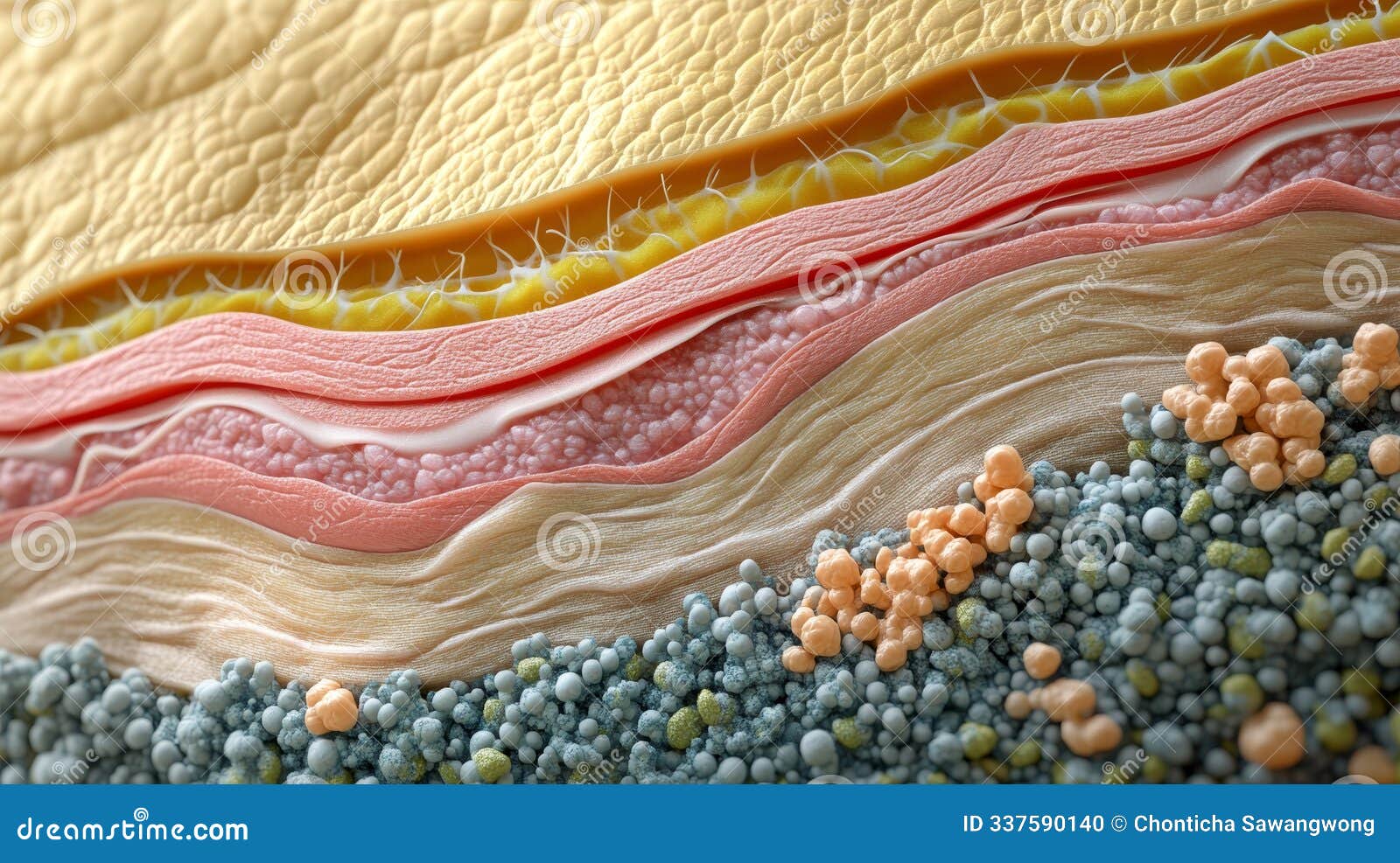 Detailed Anatomical Illustration of Skin Layers Showcasing Various ...