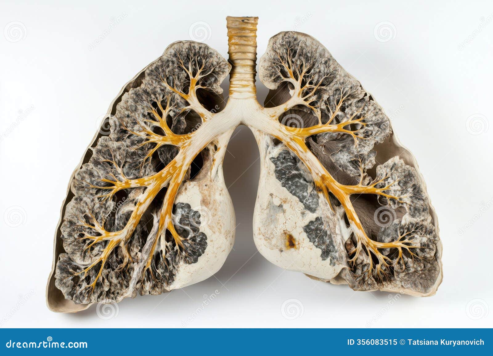 Detailed Anatomical Model of Human Lungs Showcasing Bronchial Tree and ...