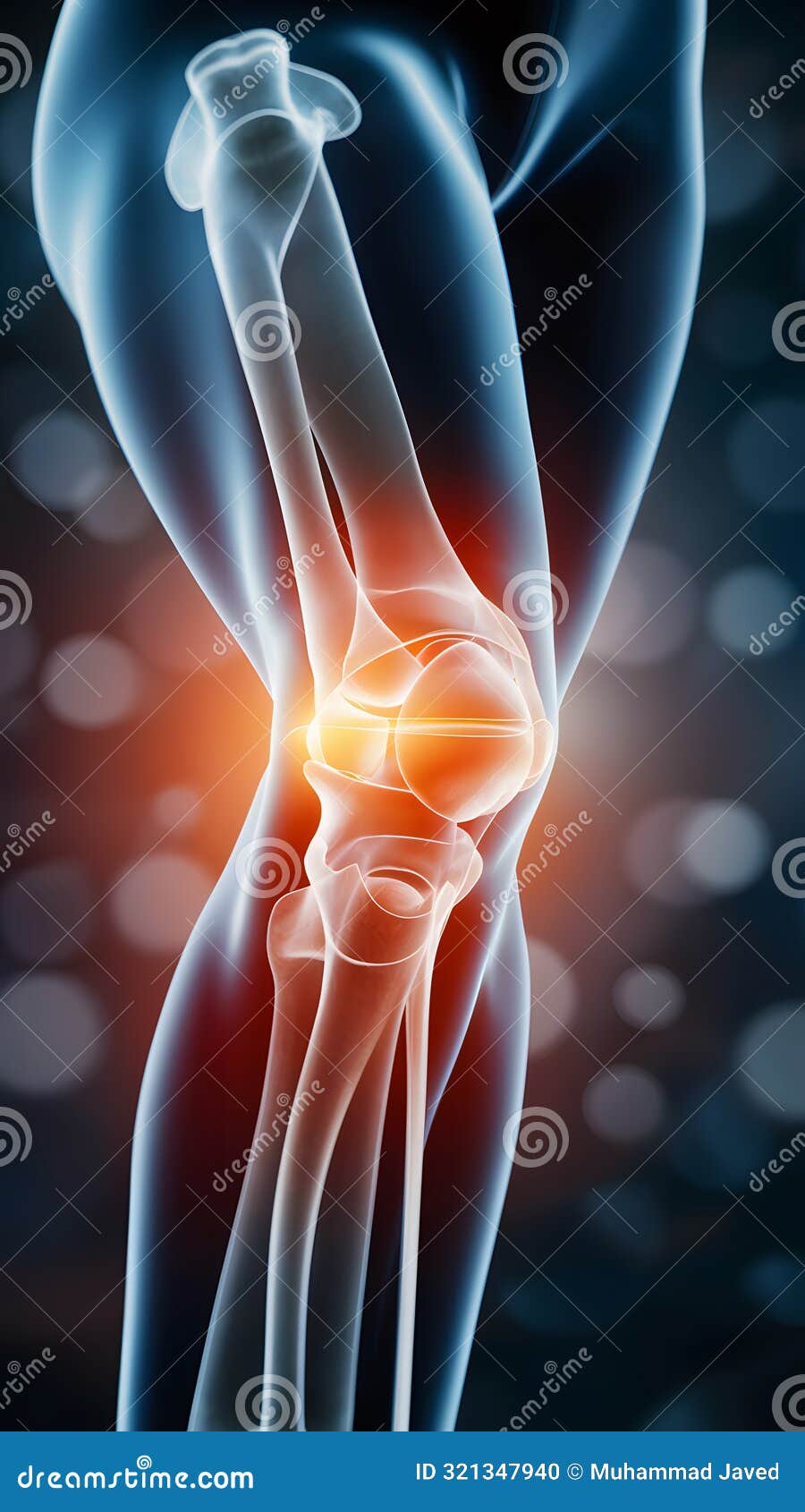 Detailed Anatomical Representation Of Human Knee With Orange Hue ...