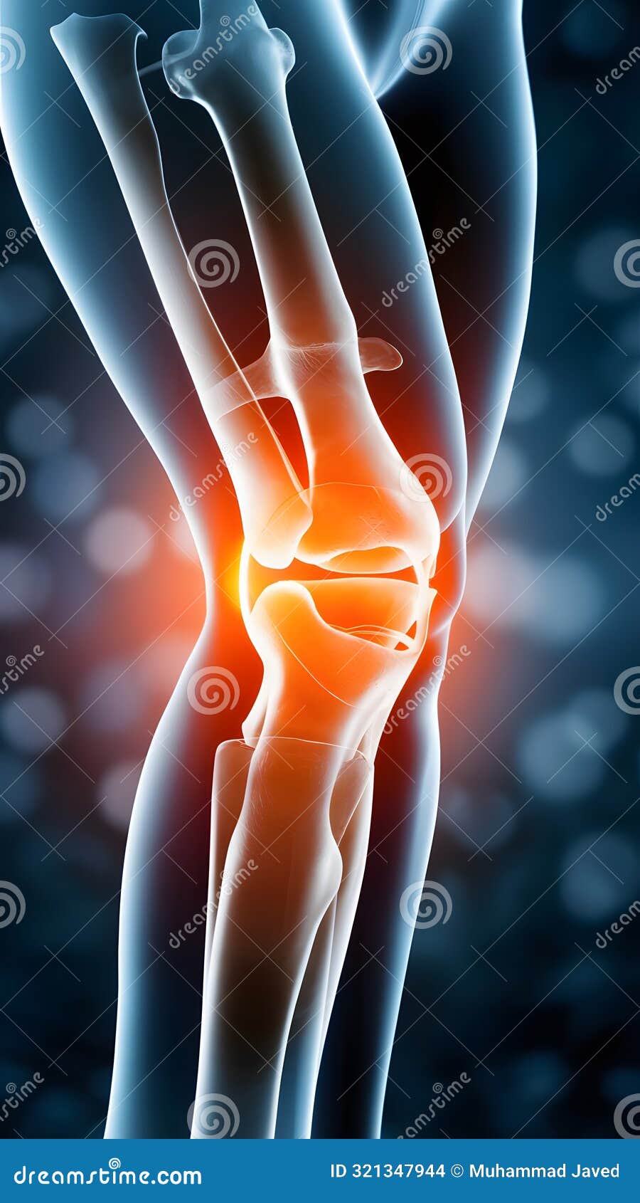 Detailed Anatomical Representation of Human Knee with Orange Hue ...