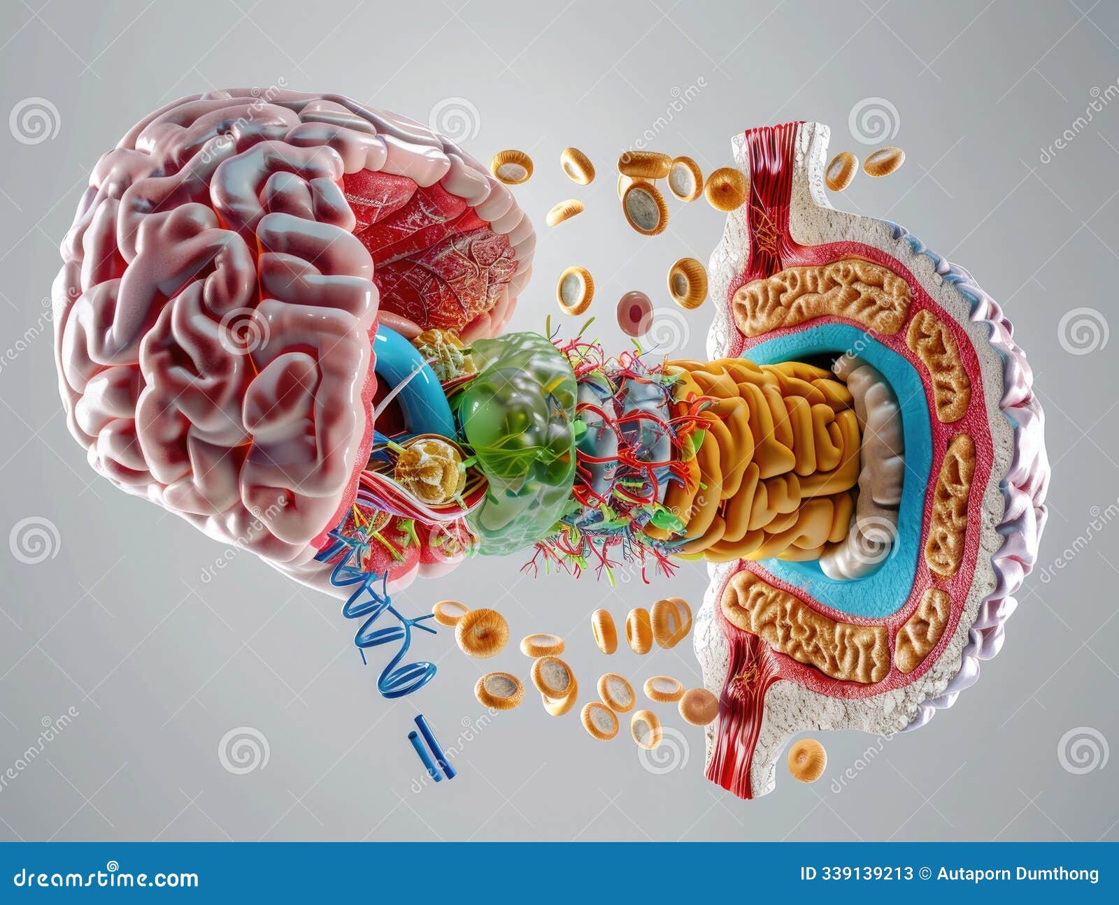 A Detailed Anatomical Representation of Human Organs, Displaying ...