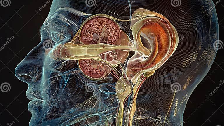 Detailed Anatomy of the Human Ear, Highlighting the Outer, Middle, and ...