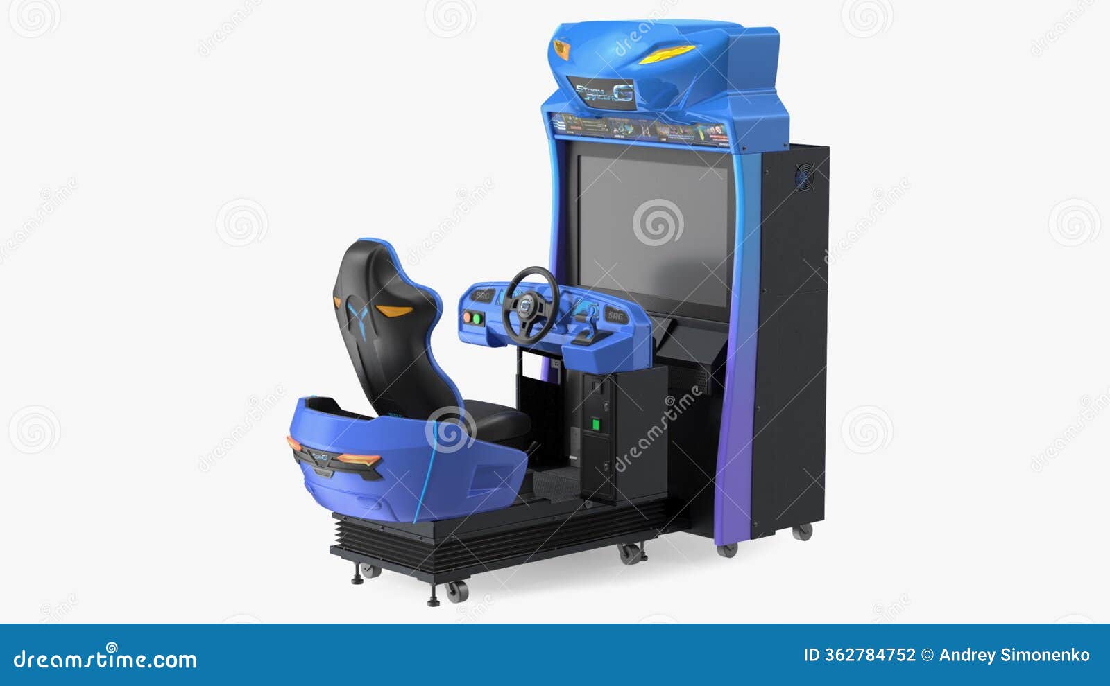 Detailed Arcade Racing Game Cabinet Simulator Design Stock Photo ...
