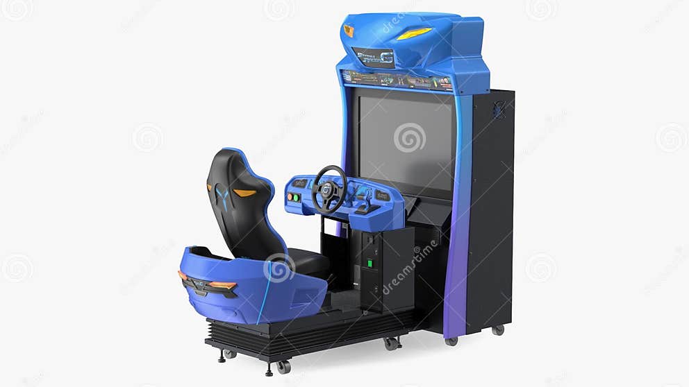 Detailed Arcade Racing Game Cabinet Simulator Design Stock Photo ...