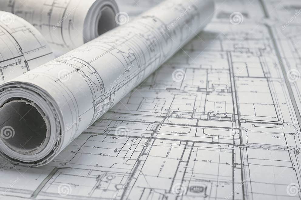 Detailed Architectural Blueprint Small Roll Featuring Precise Technical ...