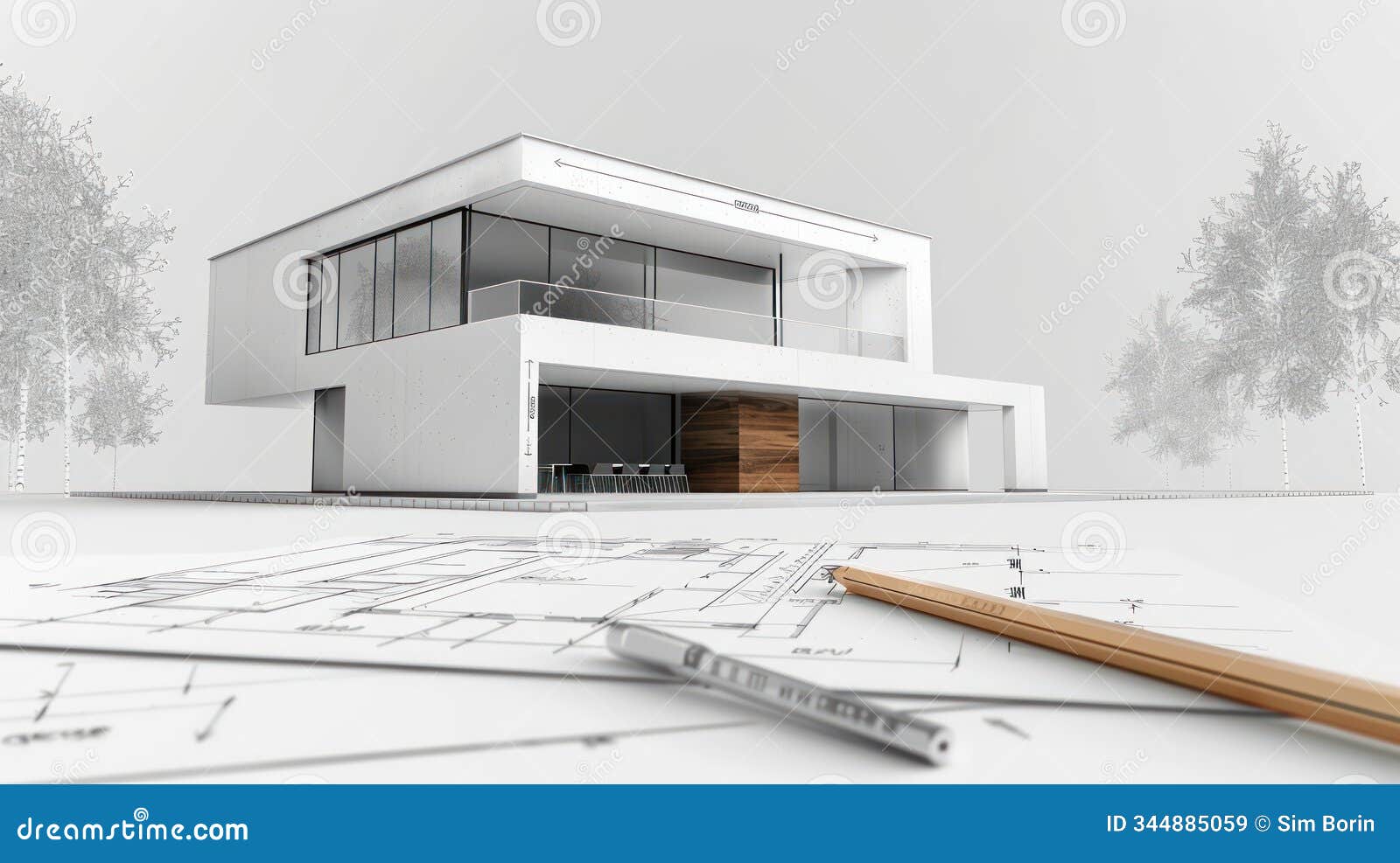 Detailed Architectural Drawing with Annotations Stock Illustration ...