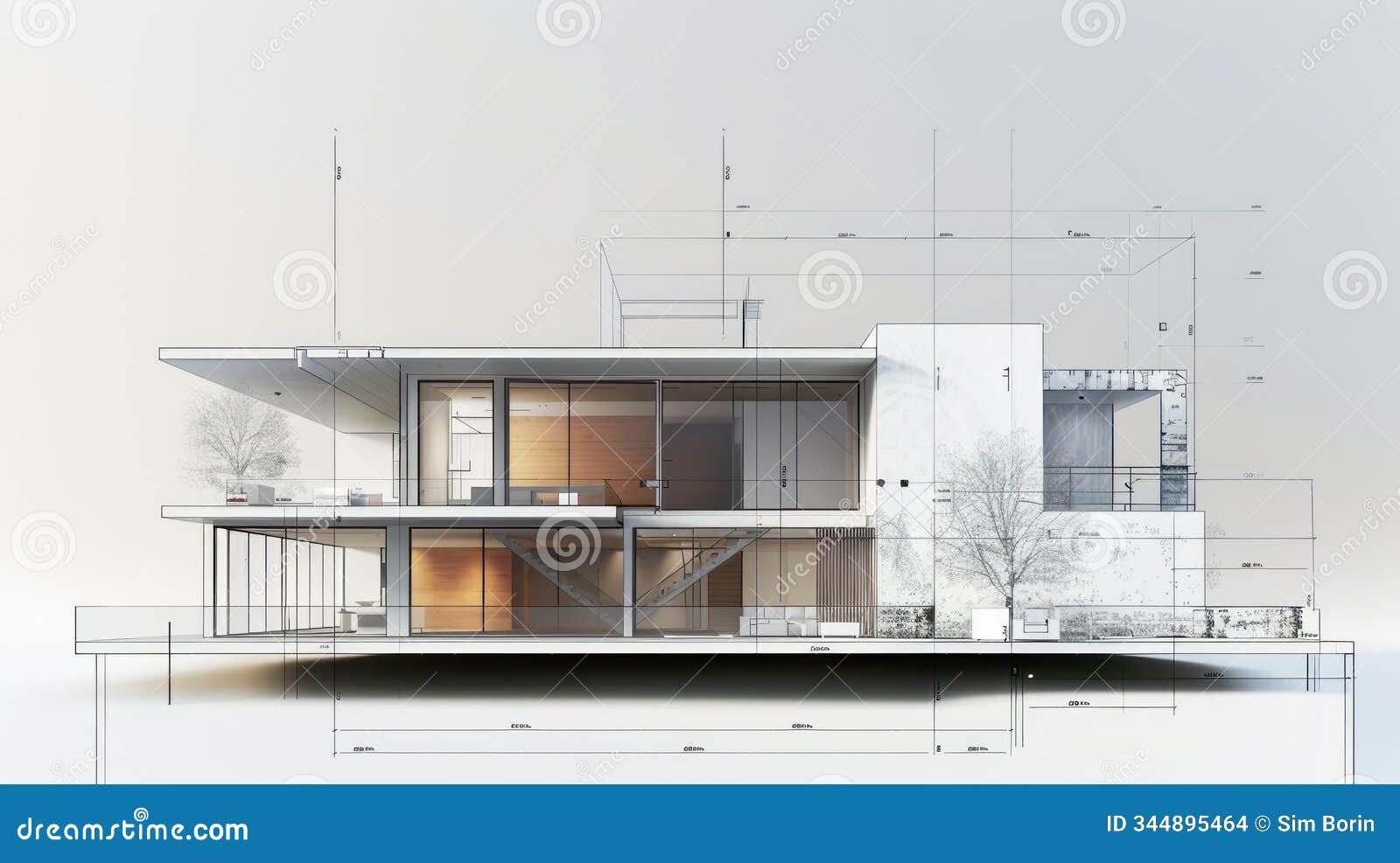 Detailed Architectural Drawing with Annotations Stock Illustration ...