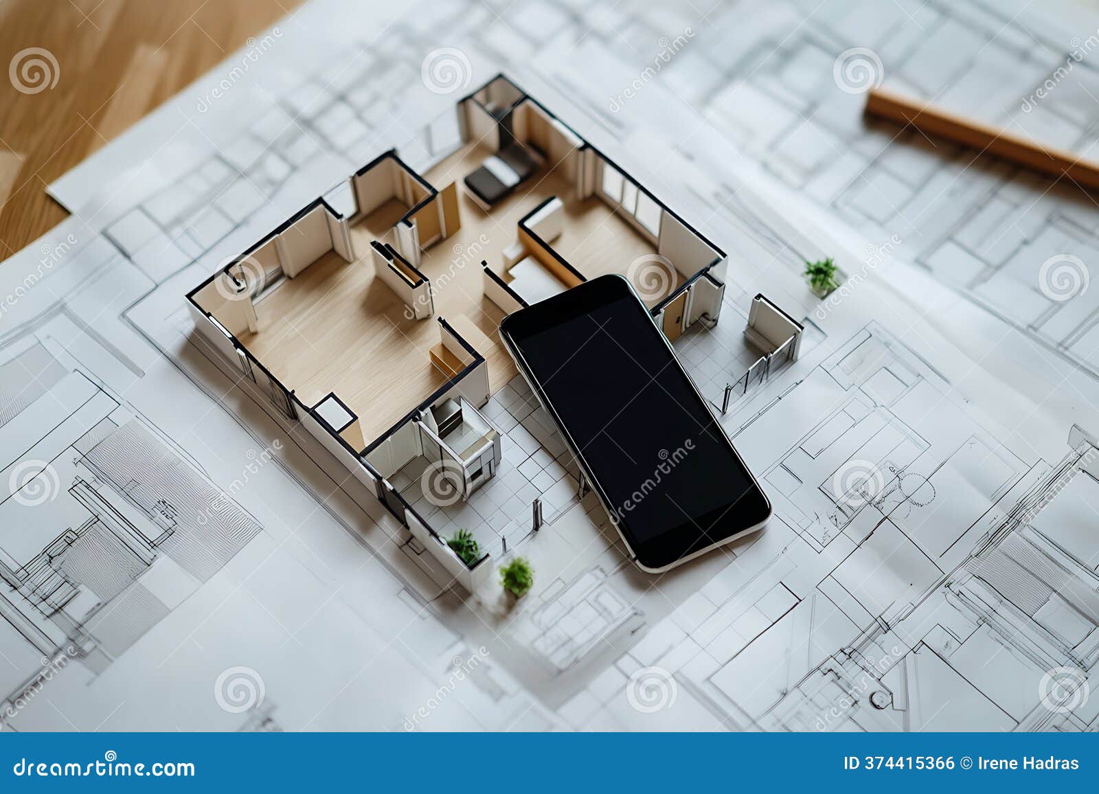 A Detailed Architectural Floor Plan In 3D Model Format Rests On ...