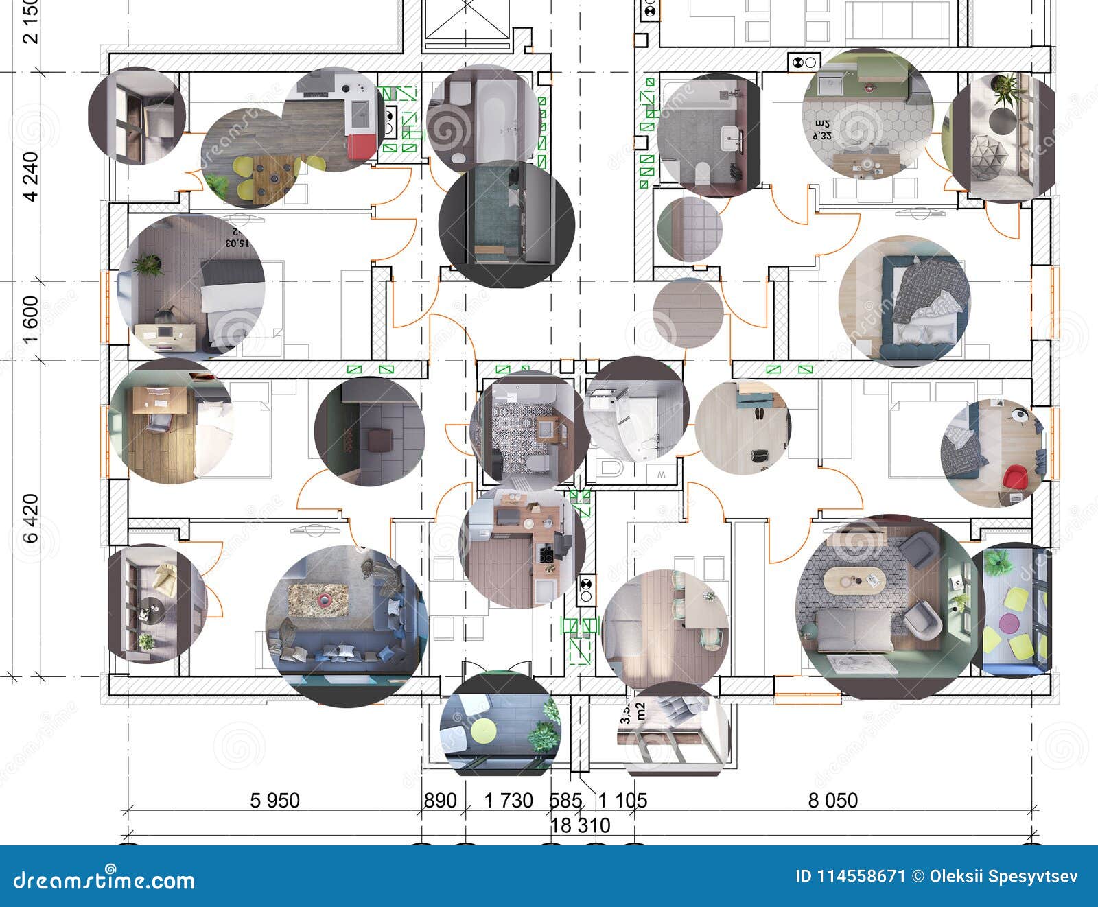 Detailed Architectural Floor Plan with Realistic 3d Rendering Interior ...