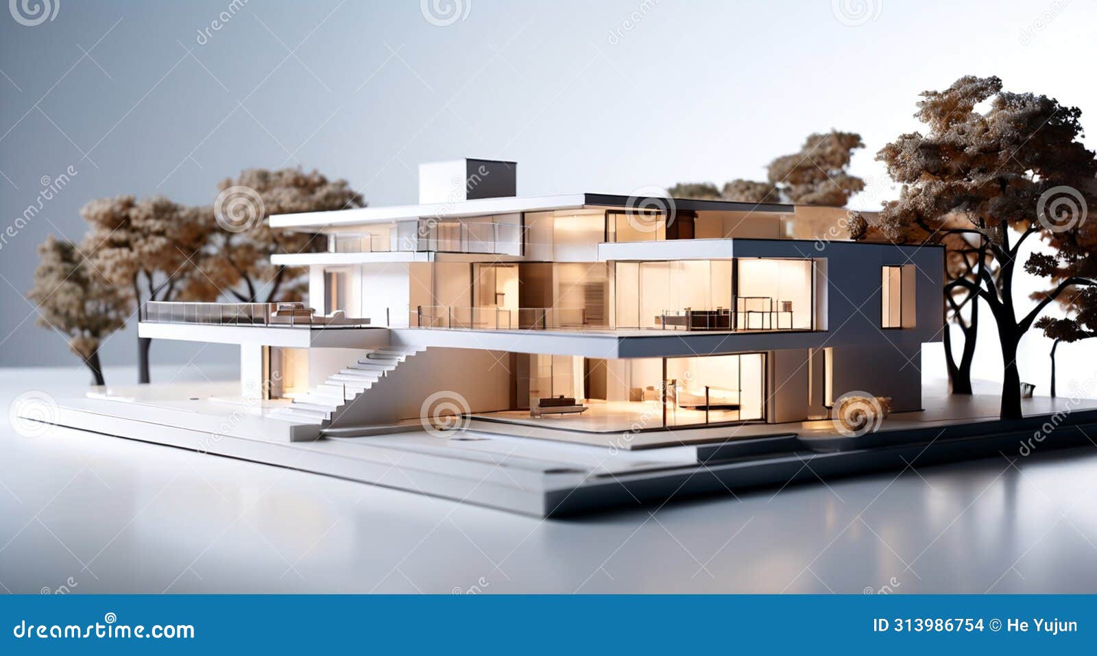 Architectural Model of Modern House on Display. Stock Illustration ...